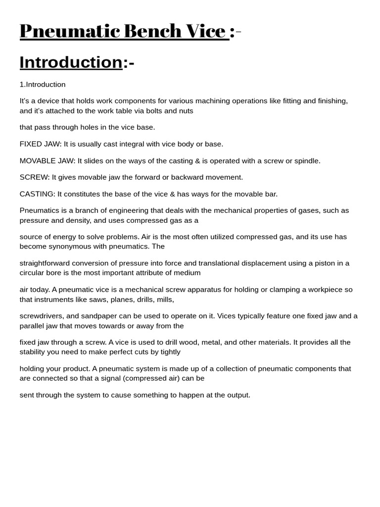 Pneumatic Bench Vice - 20231024 - 153417 - 0000 | PDF | Valve | Actuator