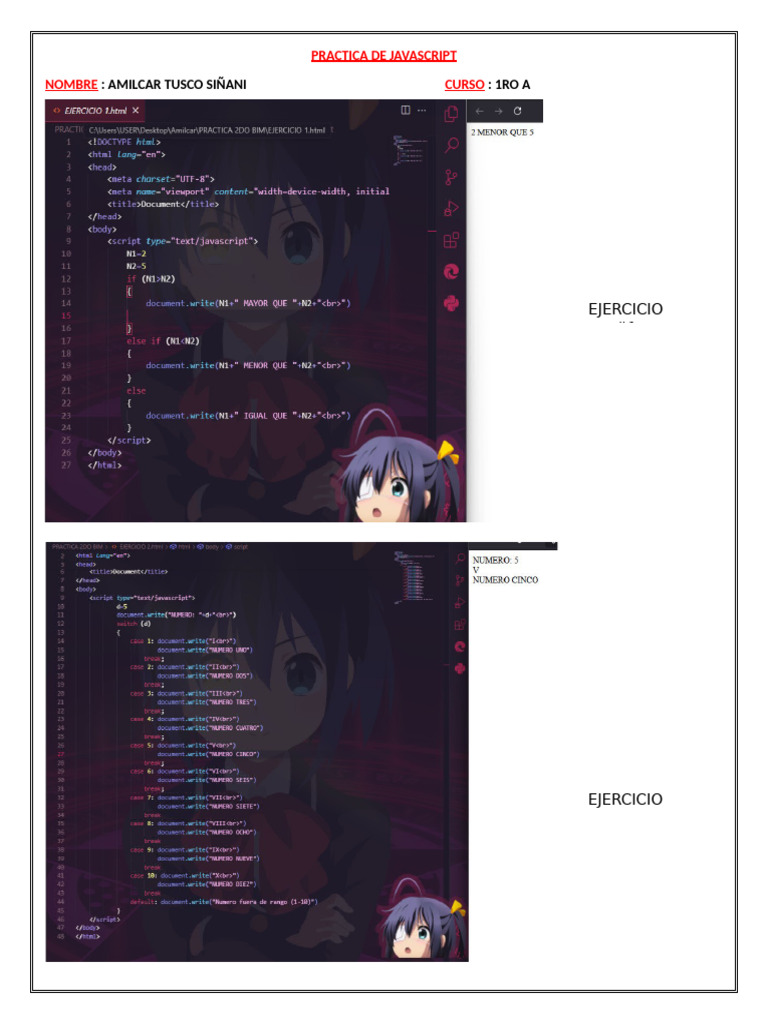 Practica de Javascript | PDF