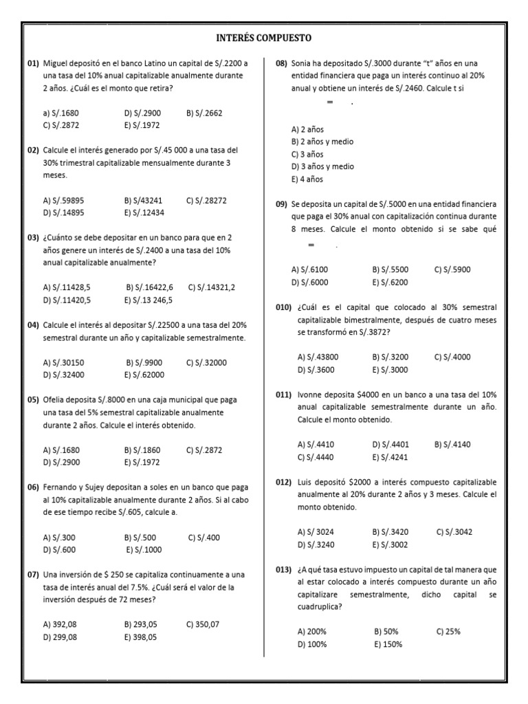 Interés Compuesto 5to U5 2019 | PDF | Interés compuesto | Servicios financieros