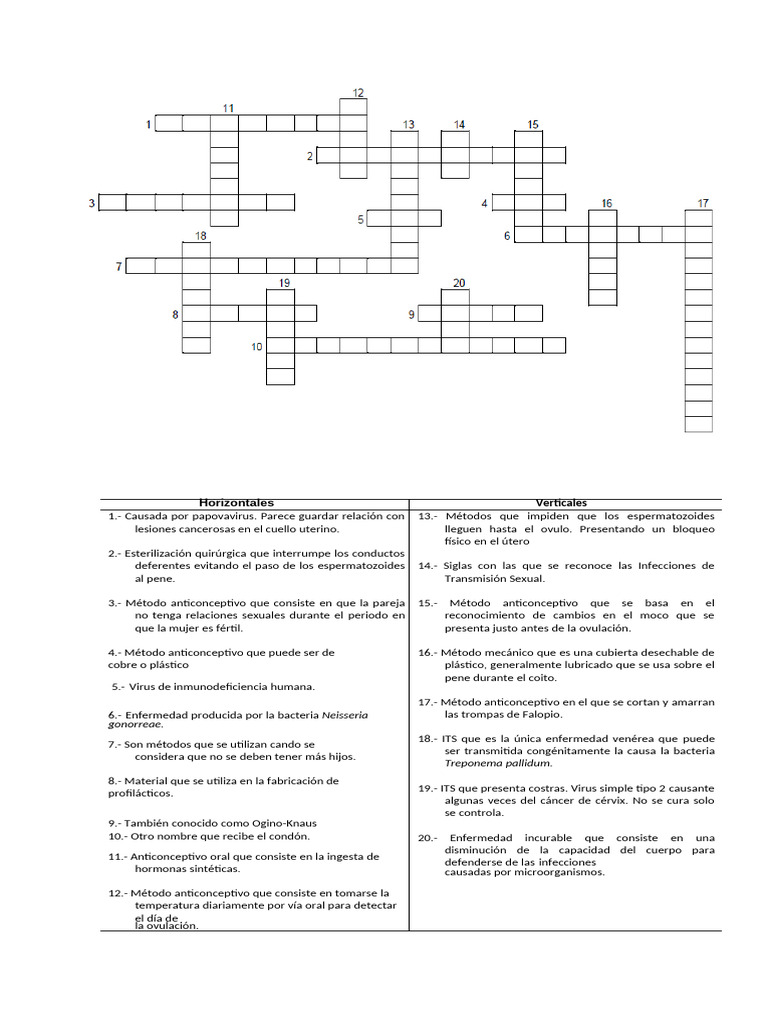 Crucigrama Salud Publica | PDF | Control de la natalidad | Infección ...