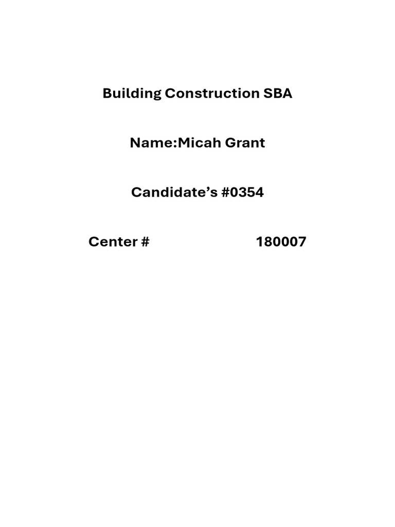 Building Construction SBA | PDF
