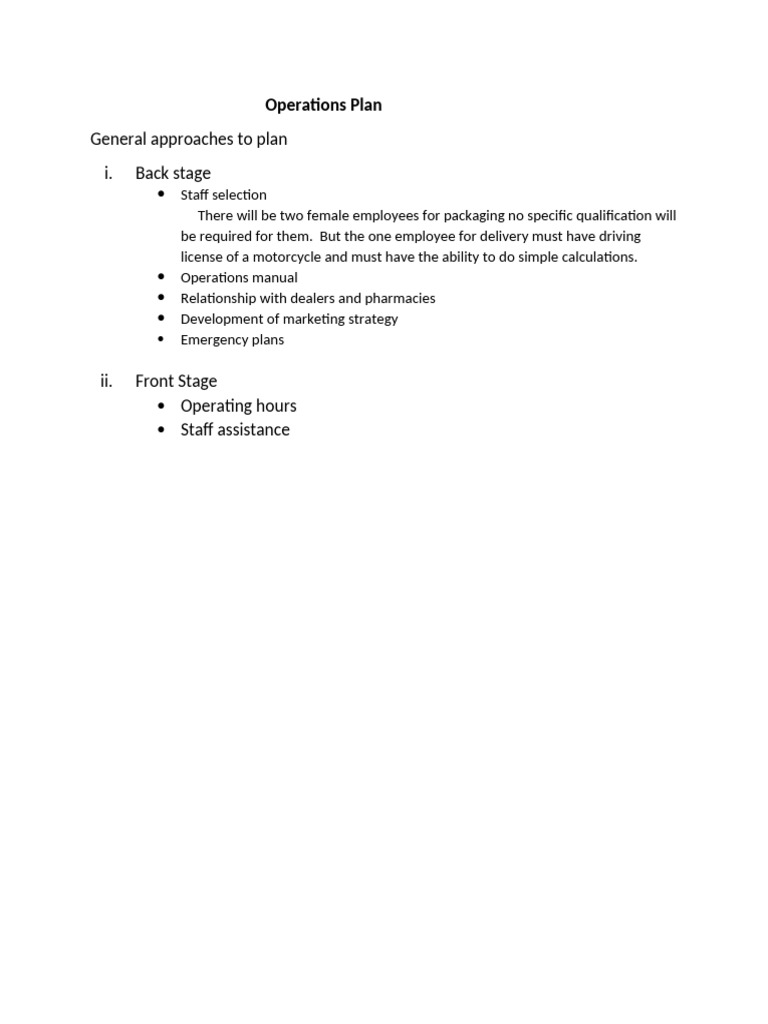 Operations Plan | PDF