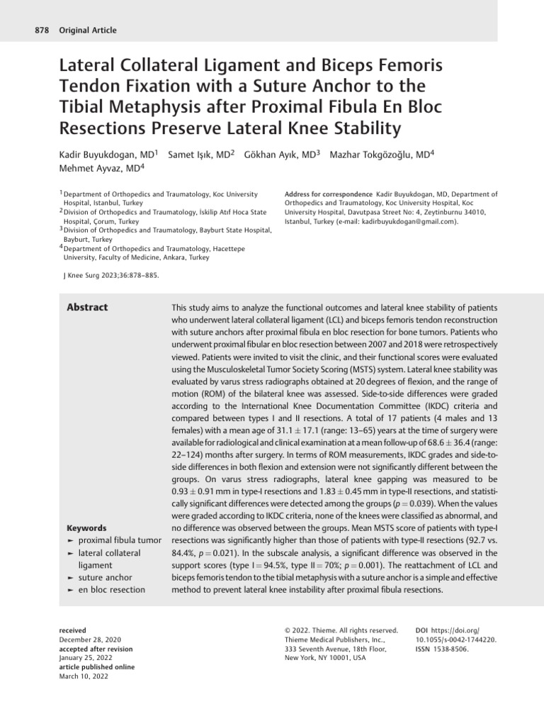 Lateral Collateral Ligament and Biceps Femoris Tendon Fixation With A ...