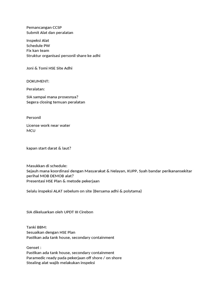 MEETING Pemancangan CCSP | PDF