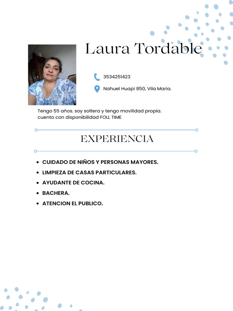 Currículum Vitae Minimalista Celeste | PDF