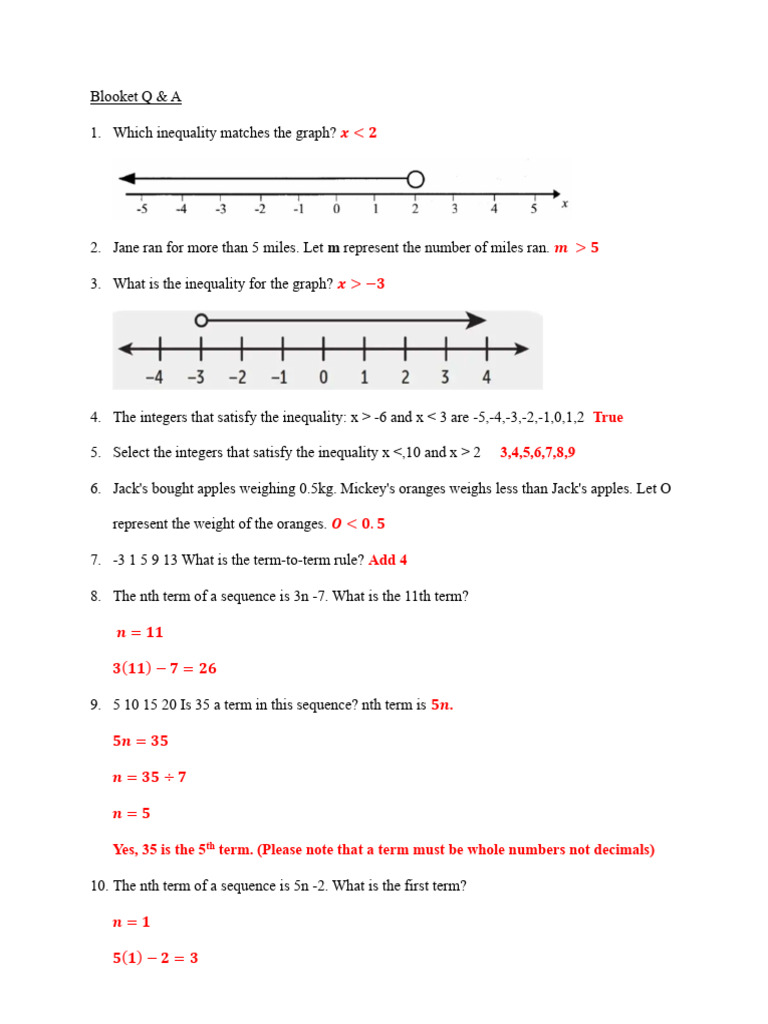 Blooket Inequalities and Sequences | PDF