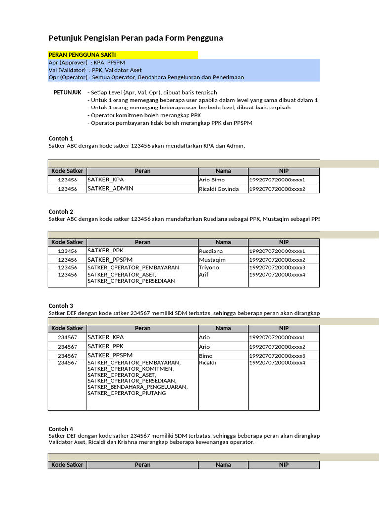 Petunjuk Pengisian Form User | PDF