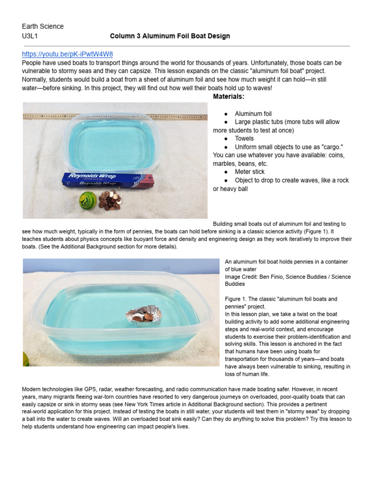 Col 3 Aluminum Foil Boat Design | PDF | Boats
