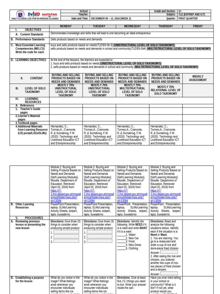 Q3_TLE-ICT_DLL_WEEK 2 | PDF | Demand | Baking