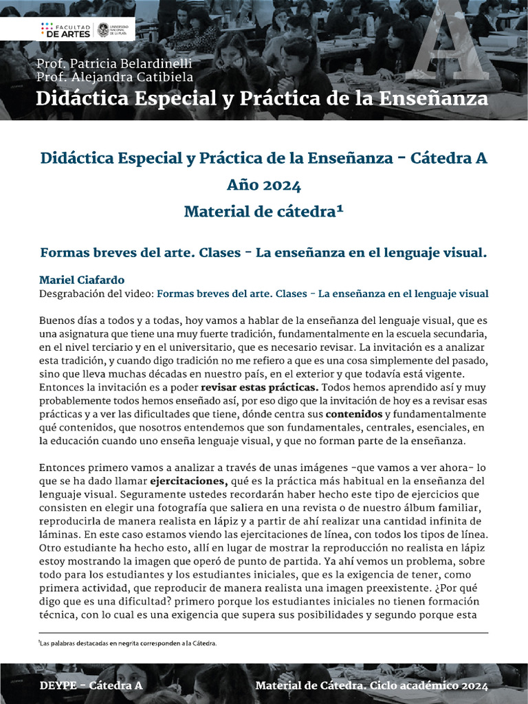 Formas Breves Del Arte. Clases - La Enseñanza en El Lenguaje Visual. | PDF