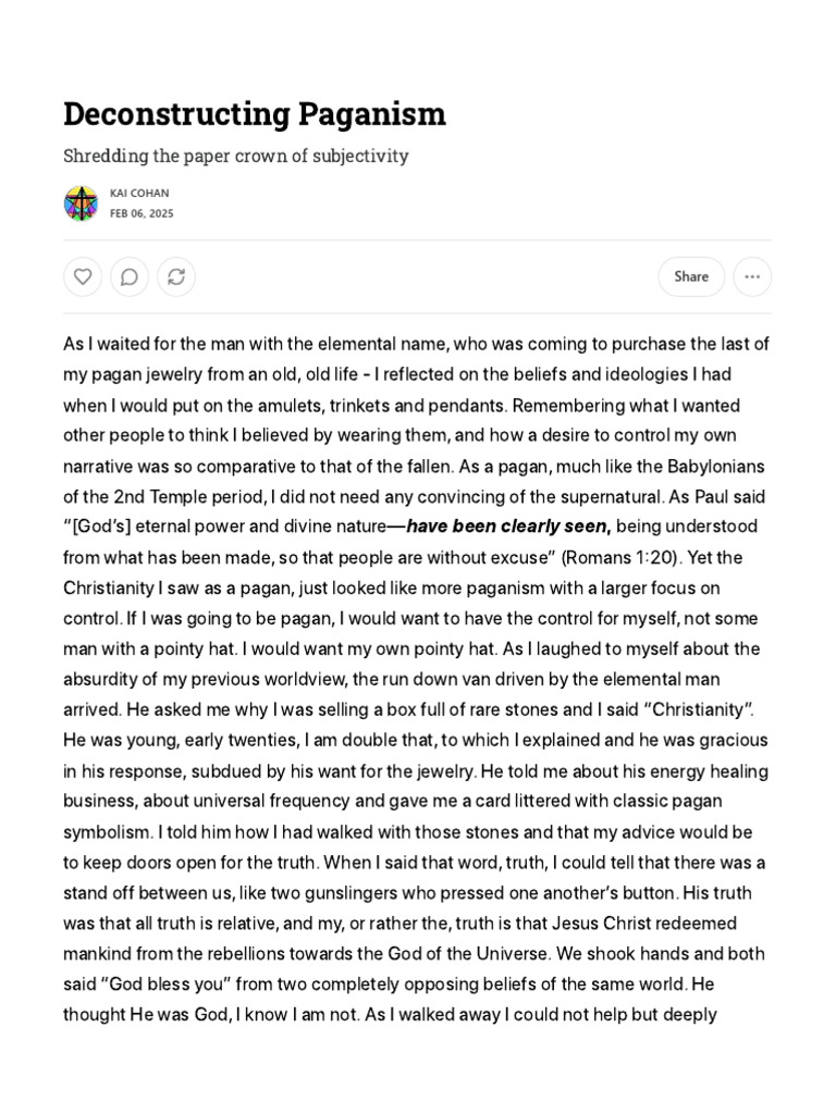 Deconstructing Paganism - by Kai Cohan (The Post Pagan) | PDF | Prayer | Jesus
