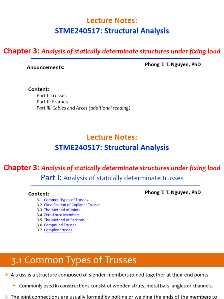 L3 - Analysis of Determinate Structures - Truss | PDF | Truss | Structural Analysis