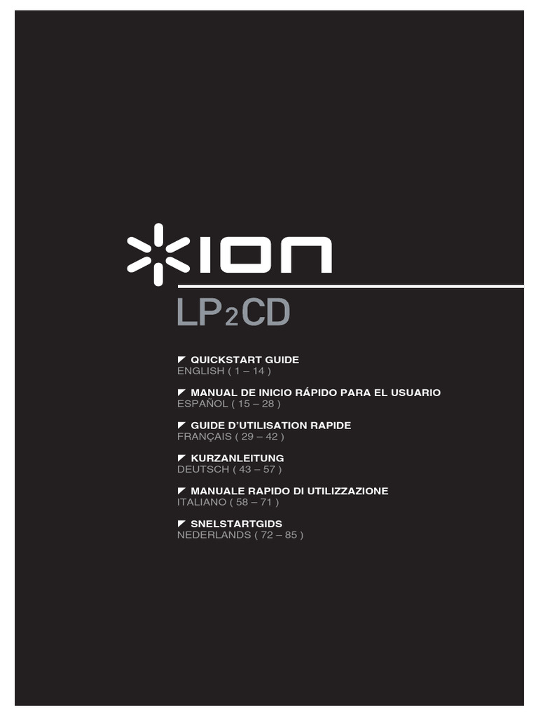 ION LP 2 CD Turntable (manual) | PDF | Compact Disc | Phonograph