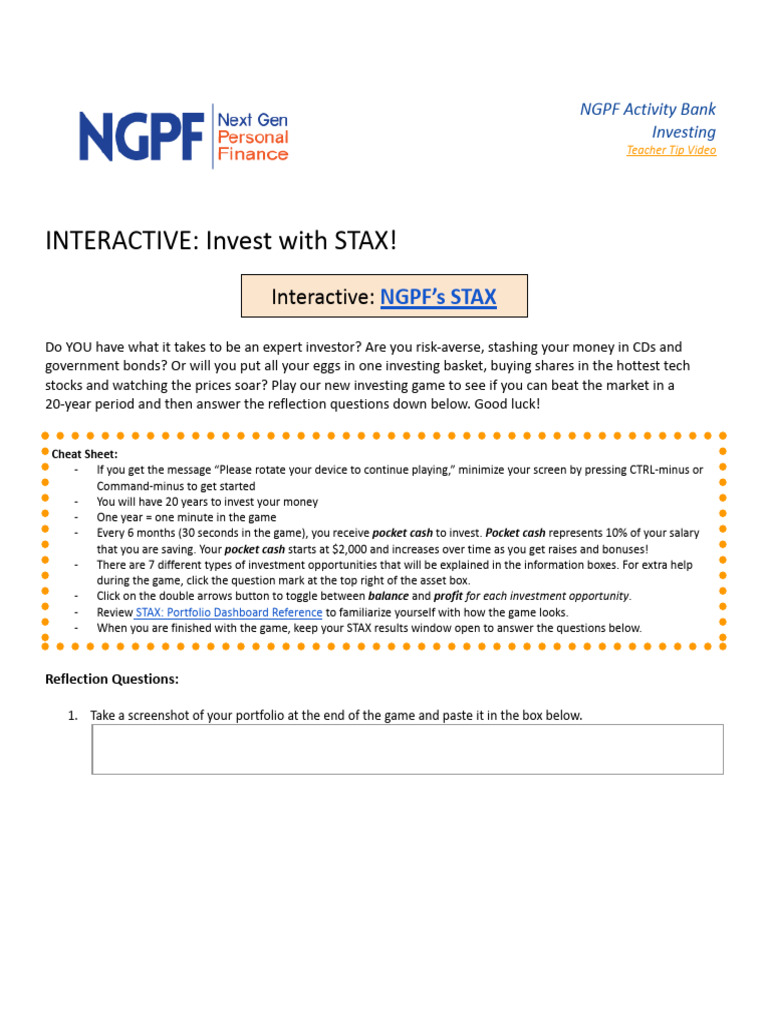 Build Your Stax Activity | PDF | Index Fund | Investing