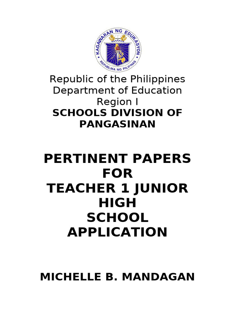Teacher 1 Application Documents Guide | PDF