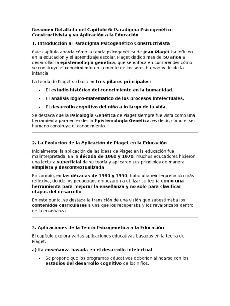 Resumen Detallado Del Capítulo 6 | PDF | Constructivismo (filosofía de la educación) | Enseñando