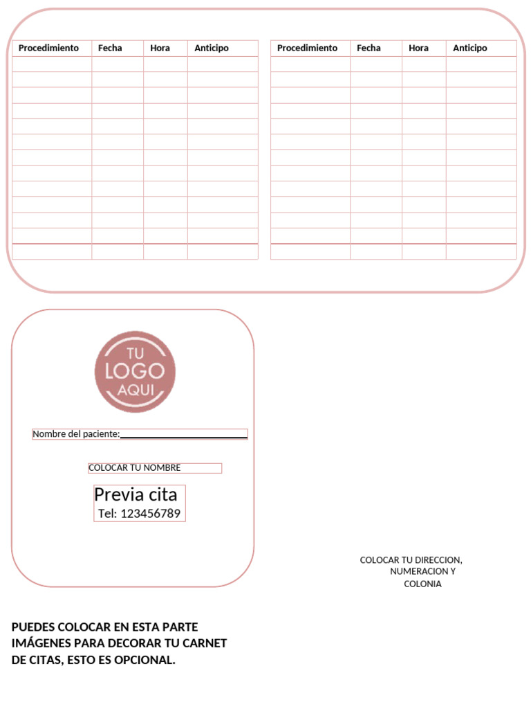 Carnet de Citas Editable | PDF