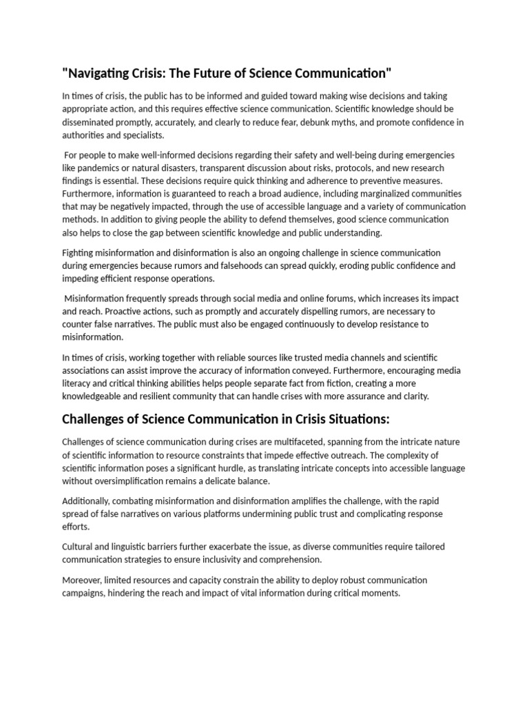 Science Comm in Crisis Situation | PDF | Communication | Science