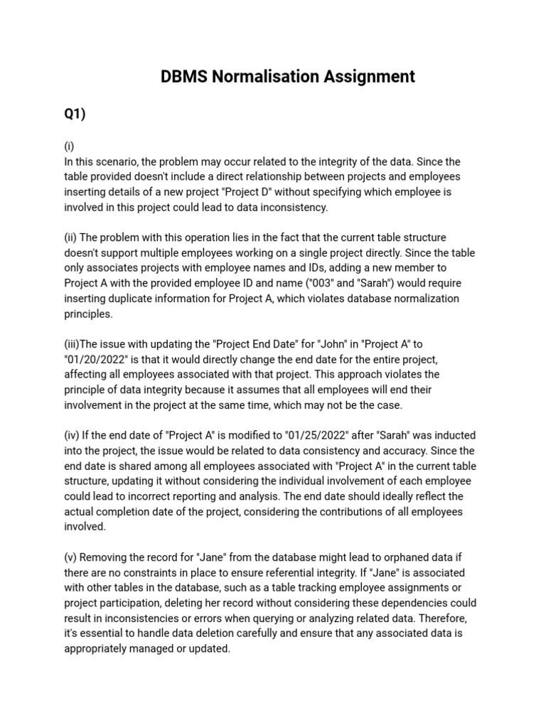 IIT2022263 DBMS Normalisation Ass | PDF | Databases | Data Model