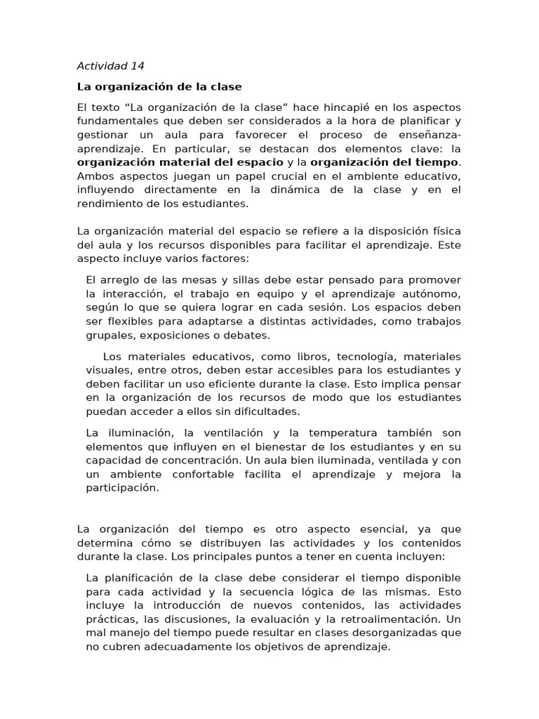 Actividad 14 | PDF | Salón de clases | Aprendizaje