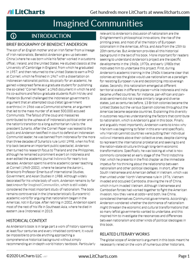 Benedict Anderson's Imagined Communities | PDF | Nationalism | Marxism