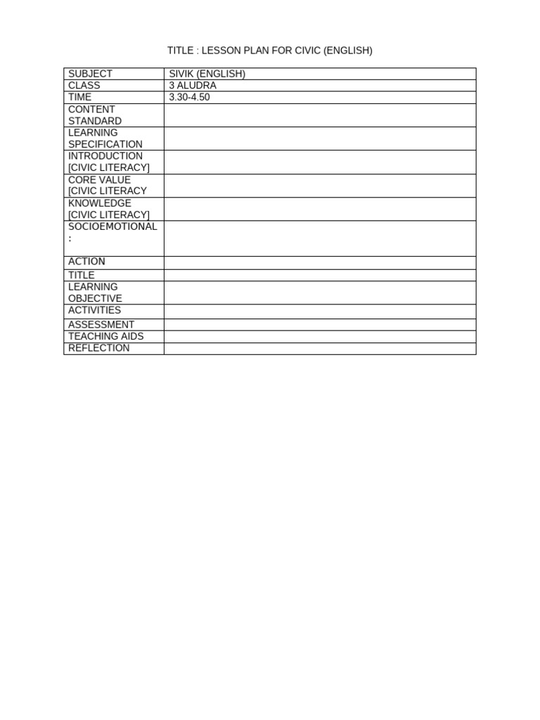 Civic Literacy Lesson Plan for Grade 3 | PDF