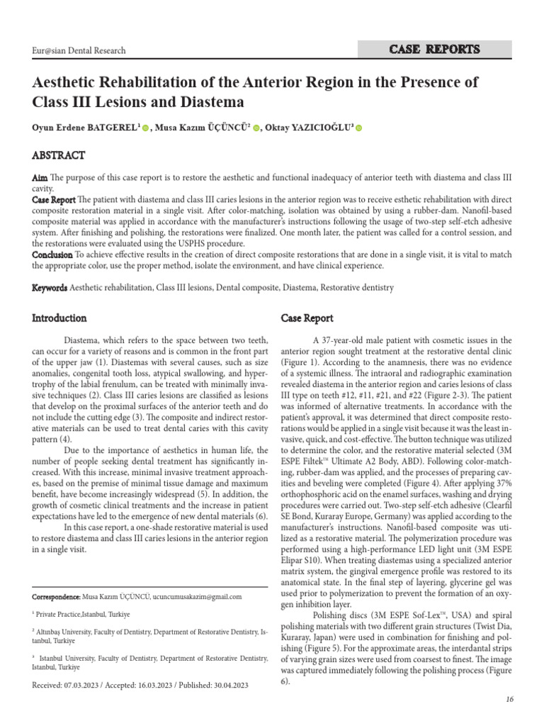 Aesthetic Rehabilitation of The Anterior Region in The Presence of ...