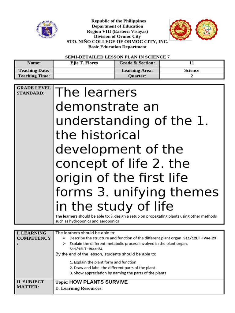 G11-Q2-Week6-How Plants Survive | PDF | Leaf | Plant Stem