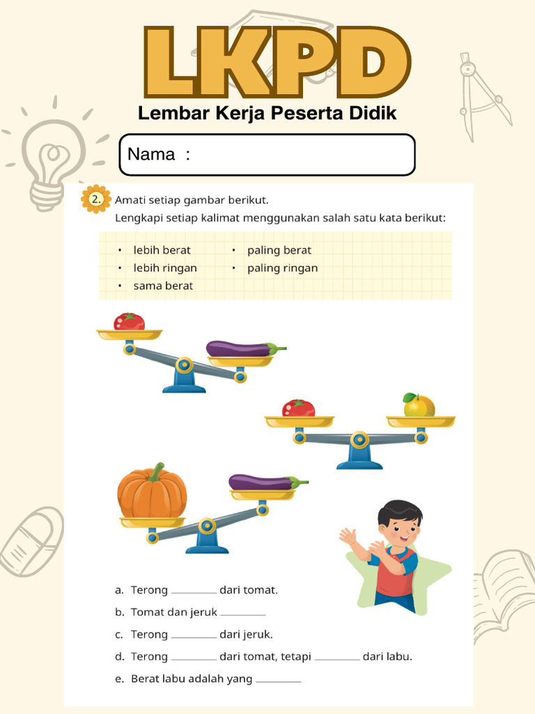Sampul LKPD Menulis dan Membaca Dokumen A4 Kuning Sederhana Ilustratif ...