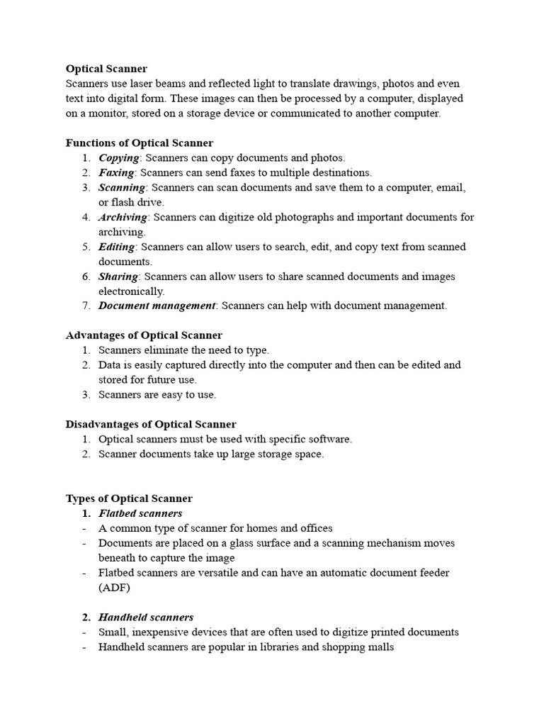 Optical Scanners: A User's Guide | PDF
