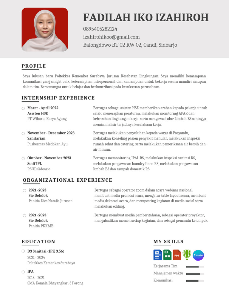 CV - Fadilah Iko Izahiroh | PDF