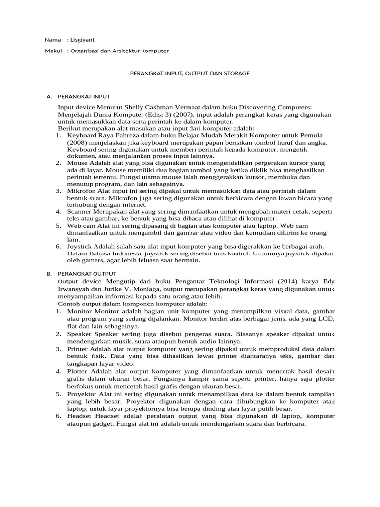 Tugas Perangkat Input Output | PDF