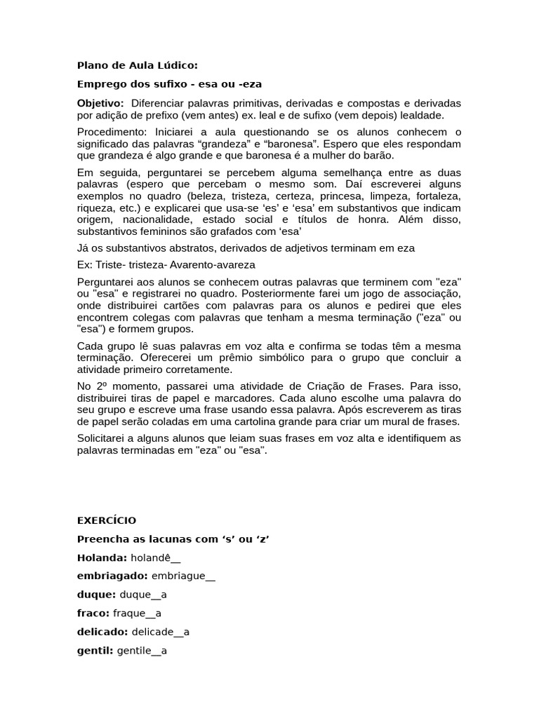 Plano de Aula Lúdico | PDF