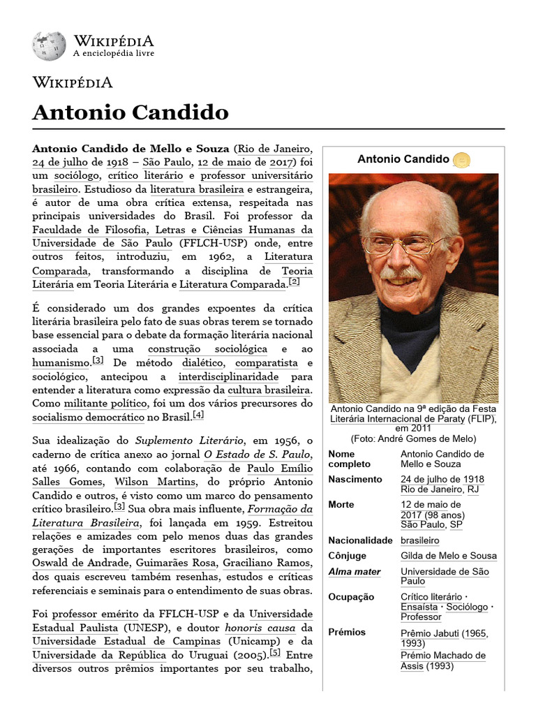PERFIL Antonio Candido | PDF