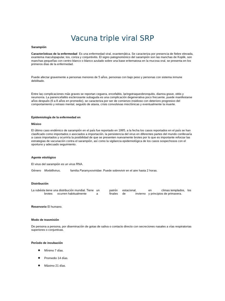 Vacuna SRP: Protección y Eficacia | PDF | Sarampión | Pediatría