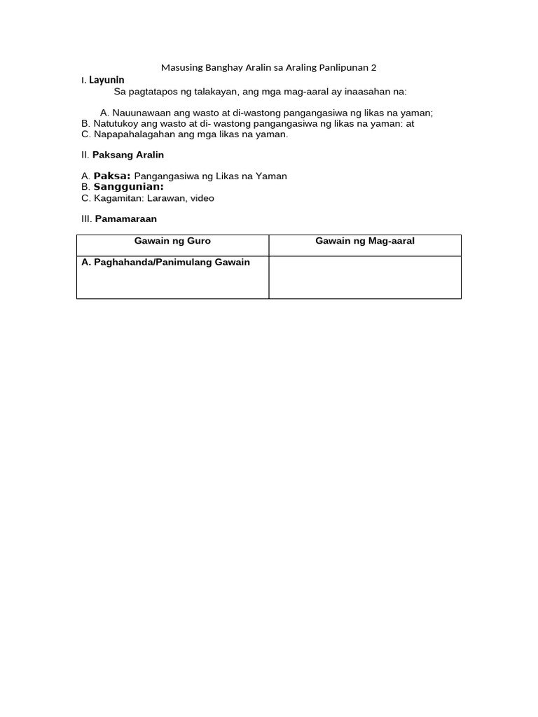 Masusing Banghay Aralin Sa Araling Panlipunan 2 | PDF