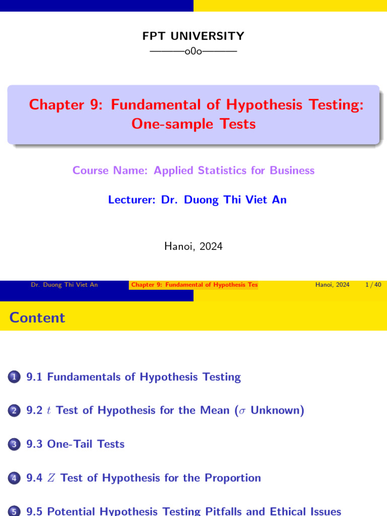 One-Sample Hypothesis Testing Guide | PDF | Type I And Type Ii Errors ...