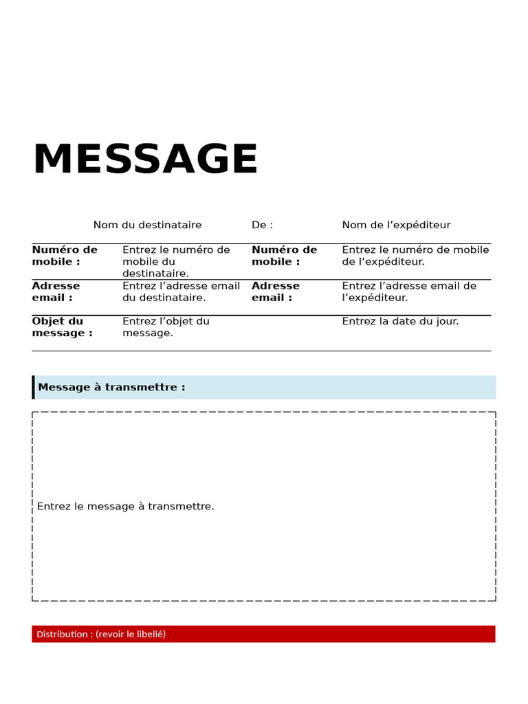 Modèle de fiche message téléphonique | PDF