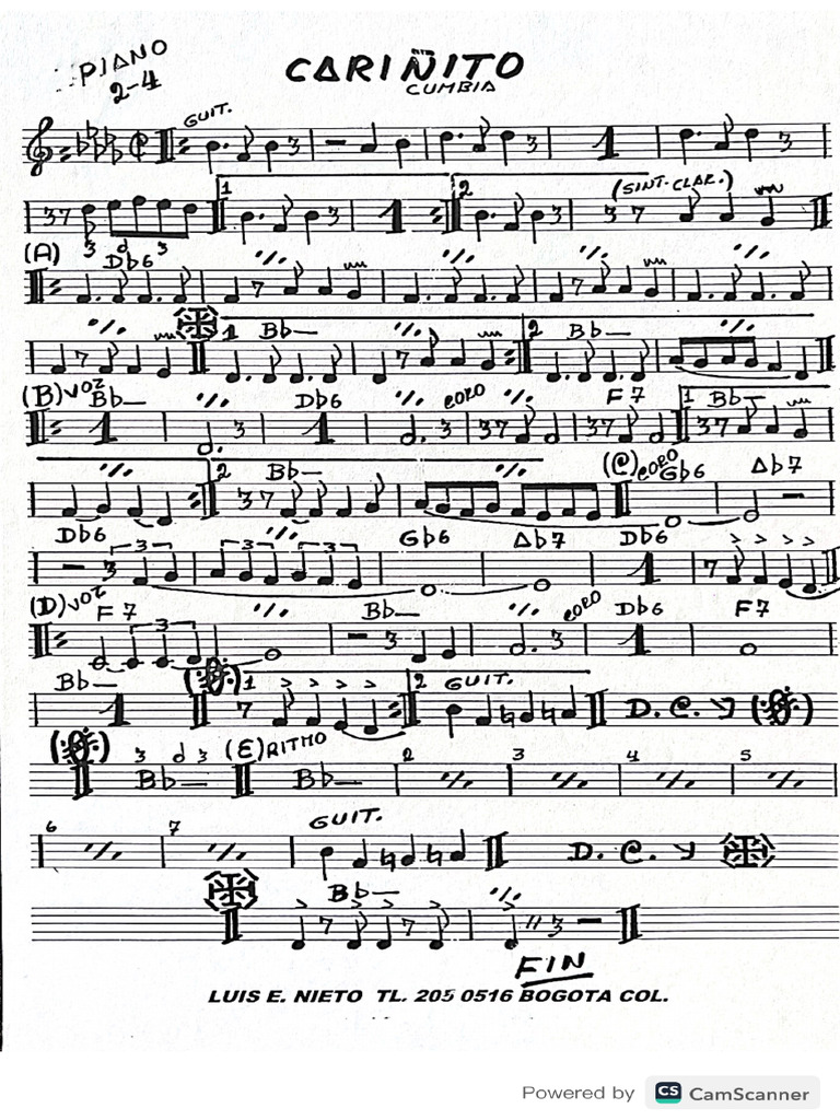 CARIÑITO - Piano - Hispanos | PDF