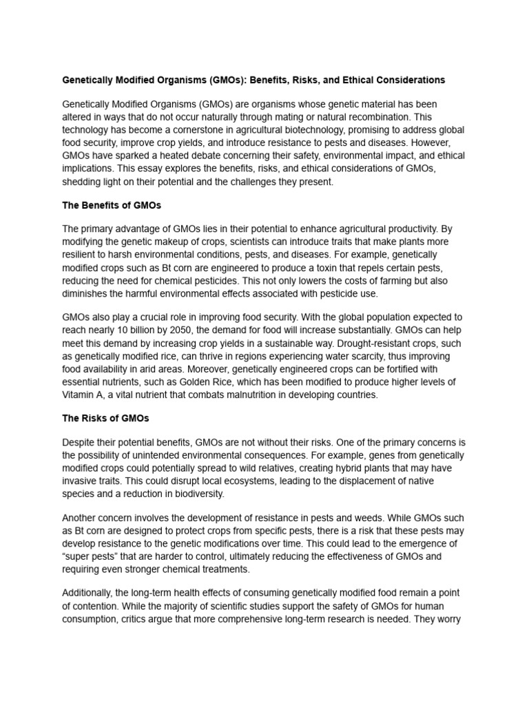 Genetically Modified Organisms (GMOs)_ Benefits, Risks, and Ethical ...