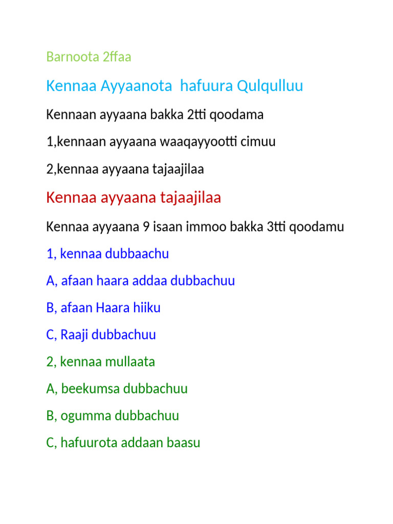 Barnoota 2ffaa Qeesi | PDF