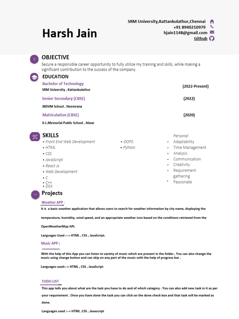 Harsh Jain Resume | PDF | Java Script | Web Development