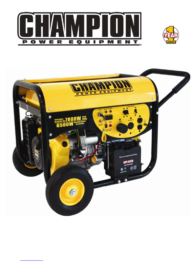 Champion Portable Generator Manual | PDF | Electric Power | Mains ...