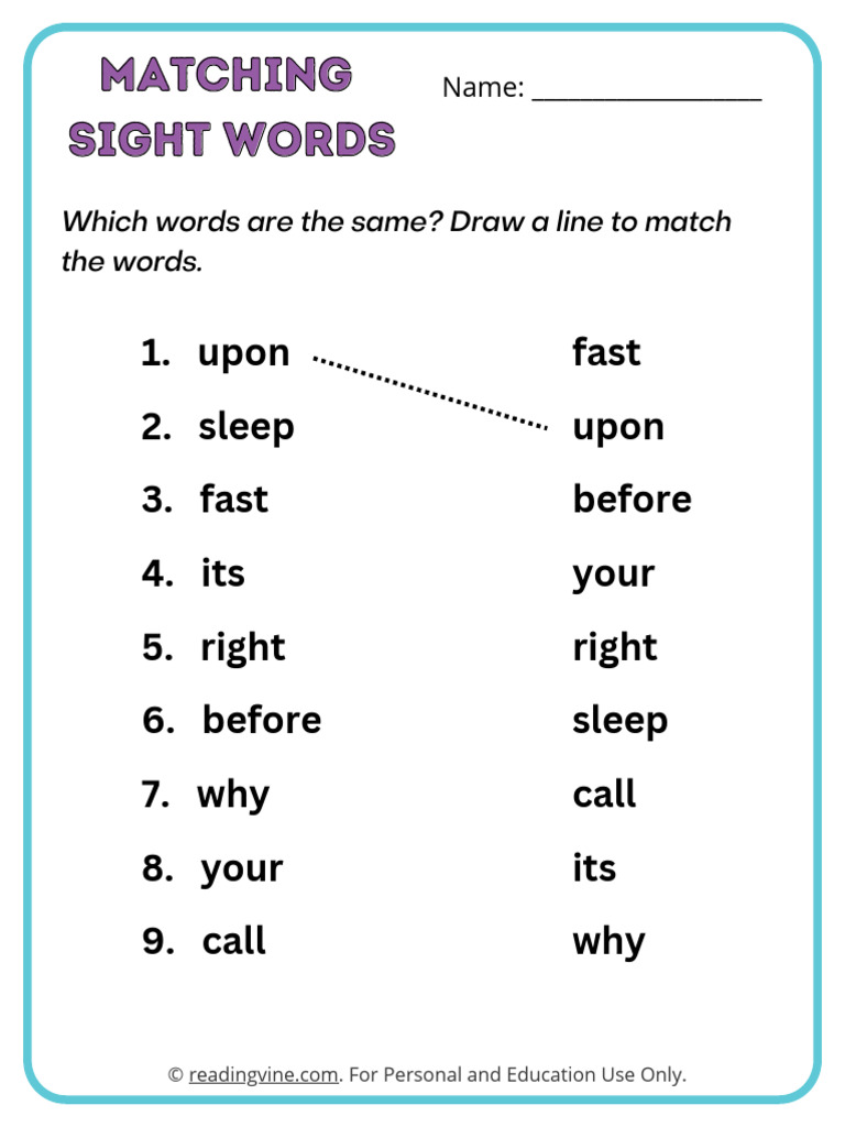 2nd Grade Matching Sight Words | PDF | European Fairy Tales | Shapeshifting