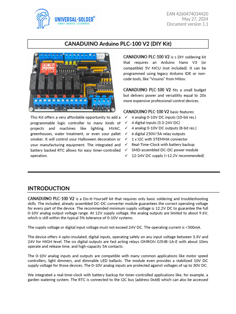 Canaduino Diy Plc-100 v2 Doc | PDF | Arduino | Computing
