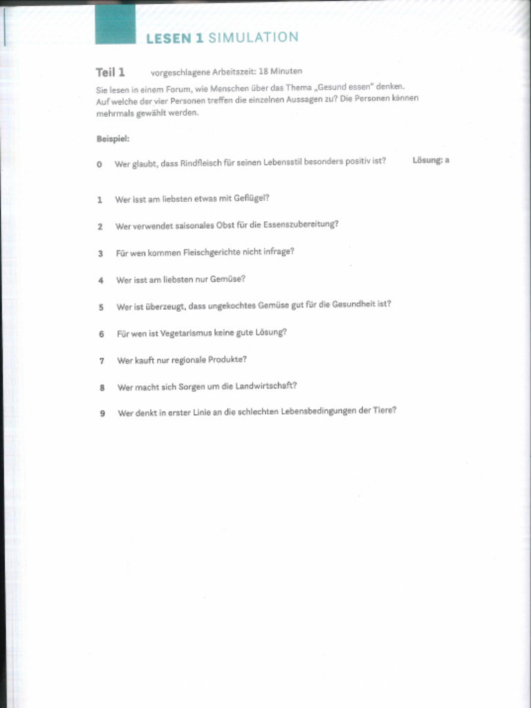 Simulation Lesen B2 Tel 1-5 | PDF