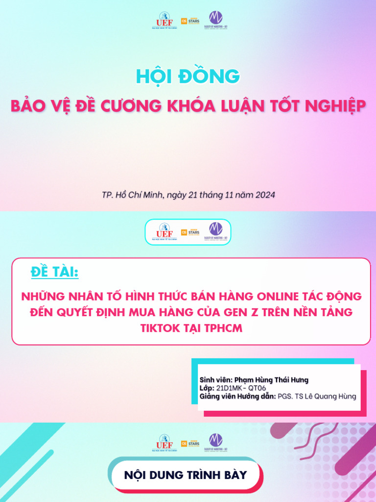 KLTN - Bảo Vệ Đề Cương Khóa Luận Thái Hưng | PDF