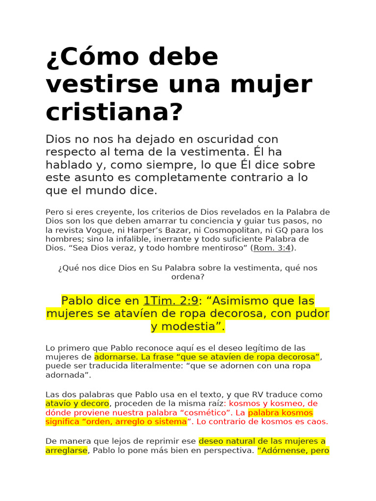Vestimenta Cristiana: Modestia y Pudor | PDF | Ropa | Desnudez