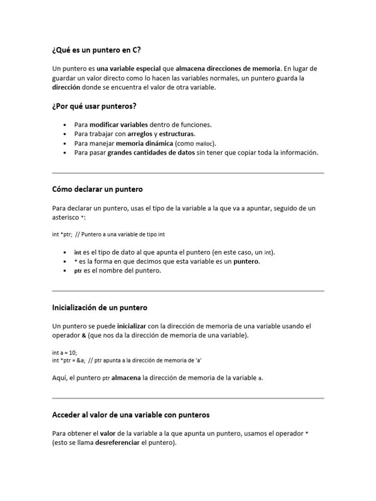 Qué es un puntero en C | PDF | Puntero (Programación de computadora ...