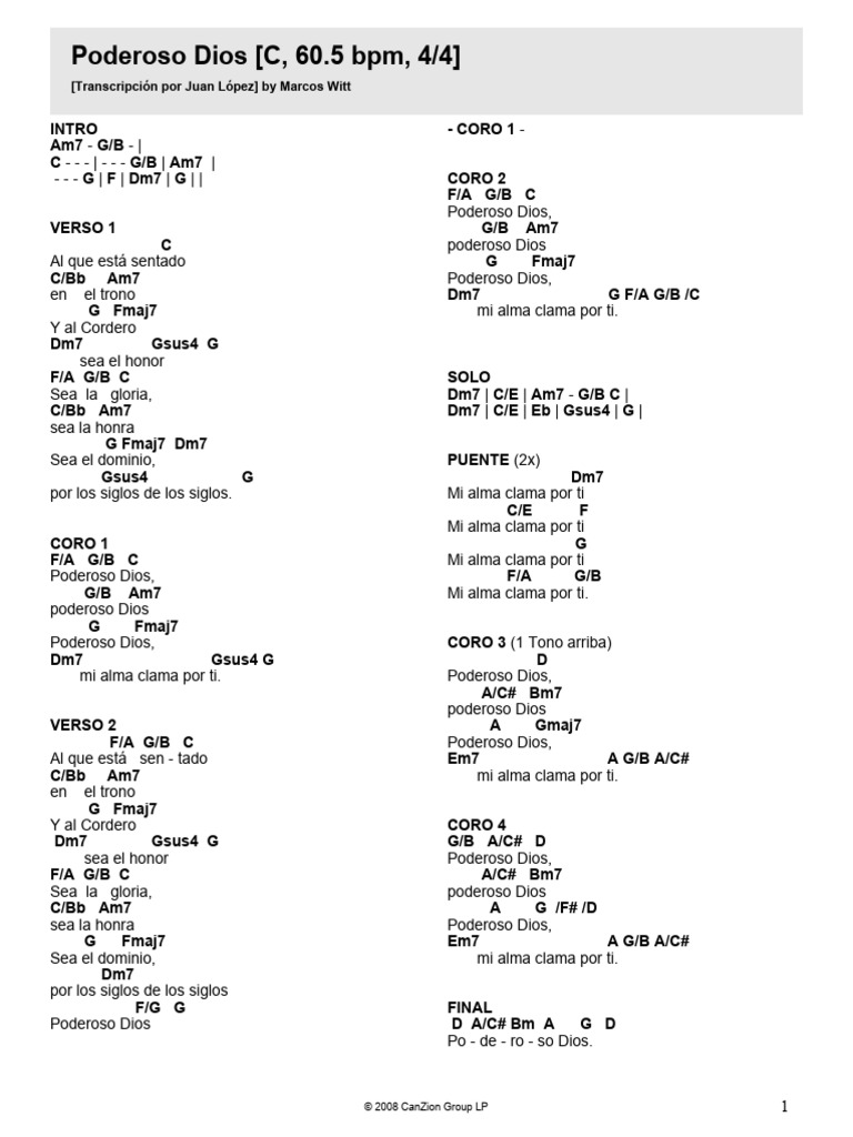 Letra y Acordes de "Poderoso Dios" | PDF